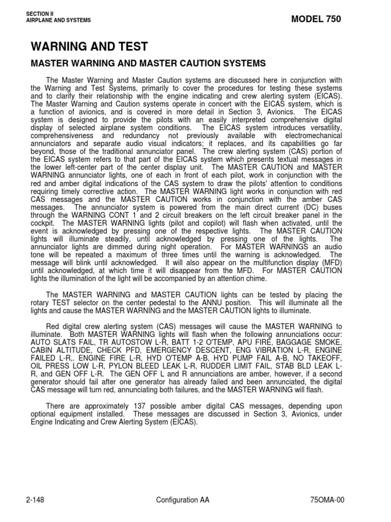 Model 750 Warning Systems Guide | PDF | Takeoff | Switch