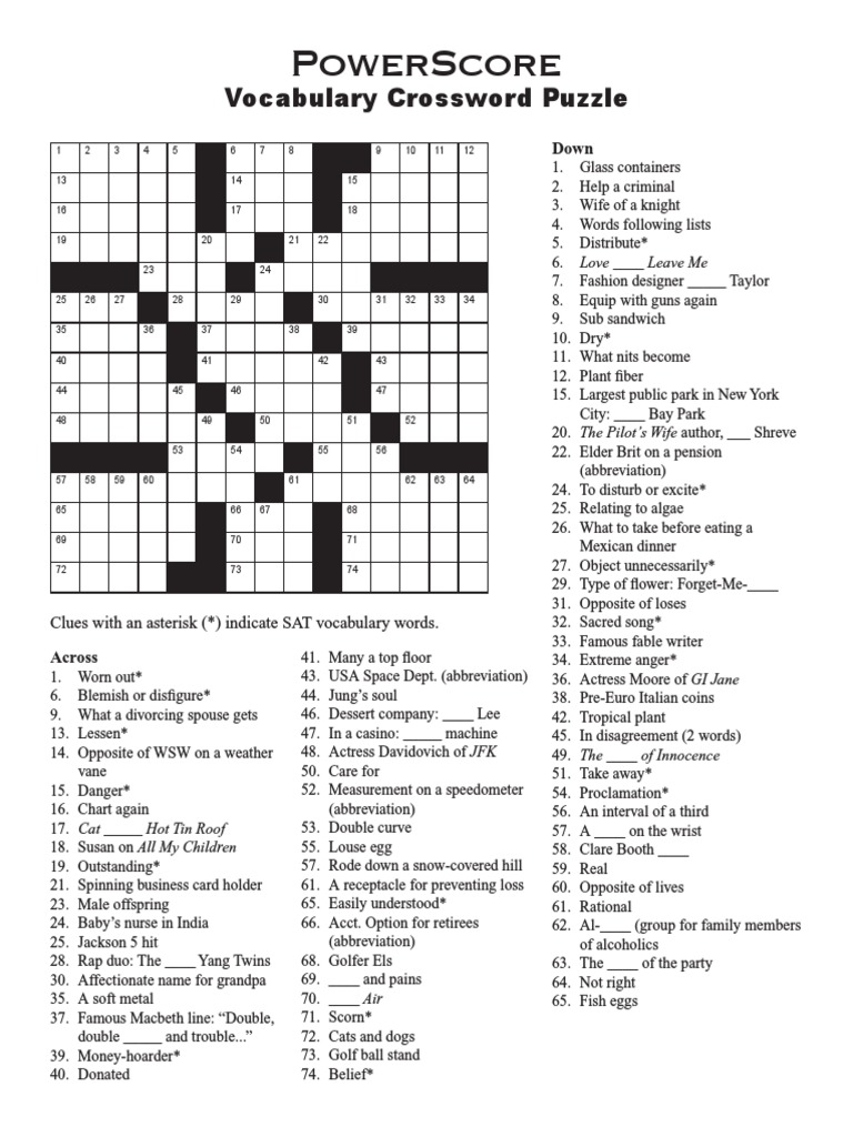 SAT Vocabulary Crossword | PDF | Leisure | Nature