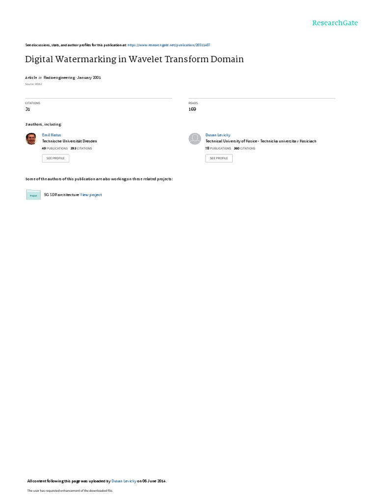 Digital Watermarking in Wavelet Transform Domain | PDF | Wavelet | Multidimensional Signal ...