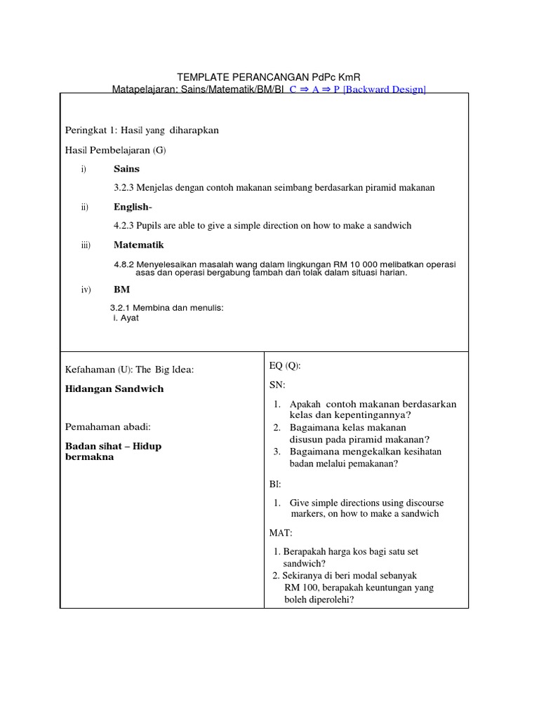 Contoh Templat Perancangan PDPC | PDF