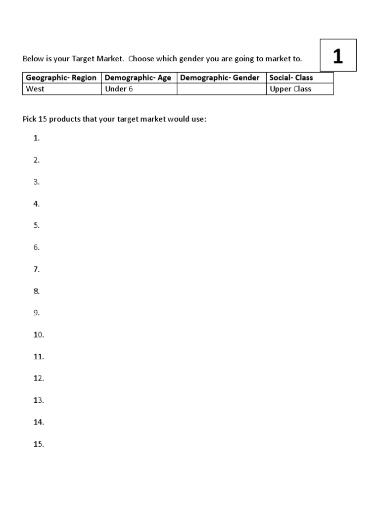 Target Market Person Activity Worksheet | PDF | Middle Class | Museology