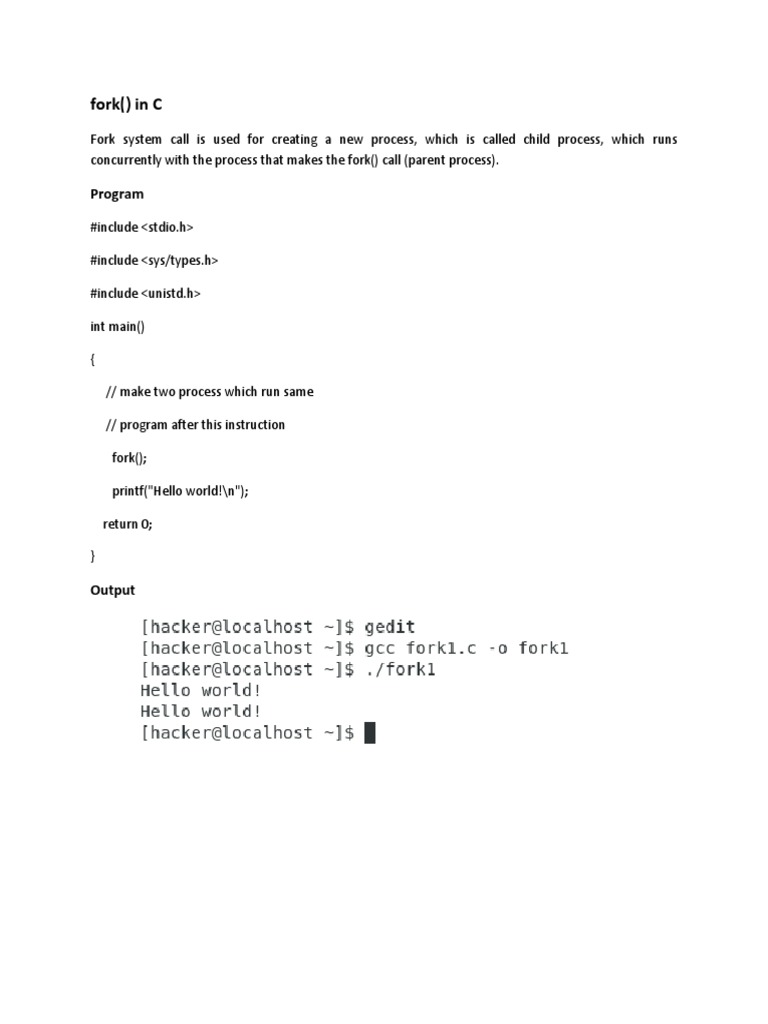 Fork | PDF | Concurrency (Computer Science) | Operating System Technology