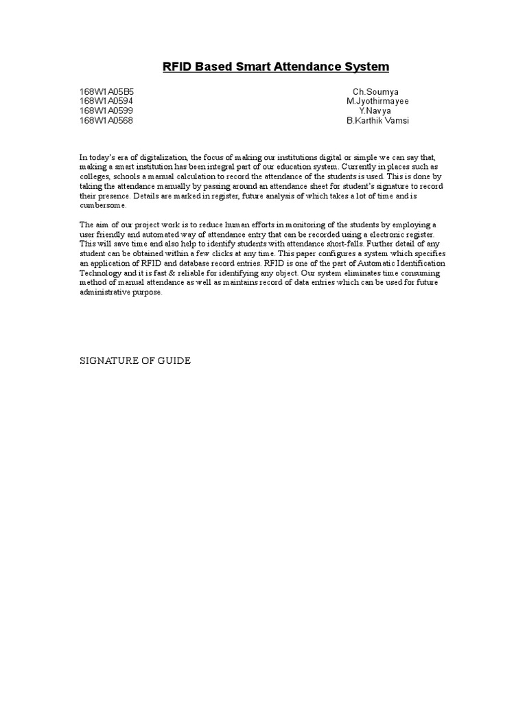 RFID Based Smart Attendance System | PDF