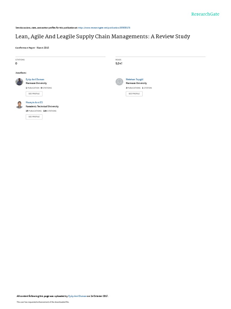 Lean Agileand Leagile Supply Chain Managements AReview Study | PDF ...