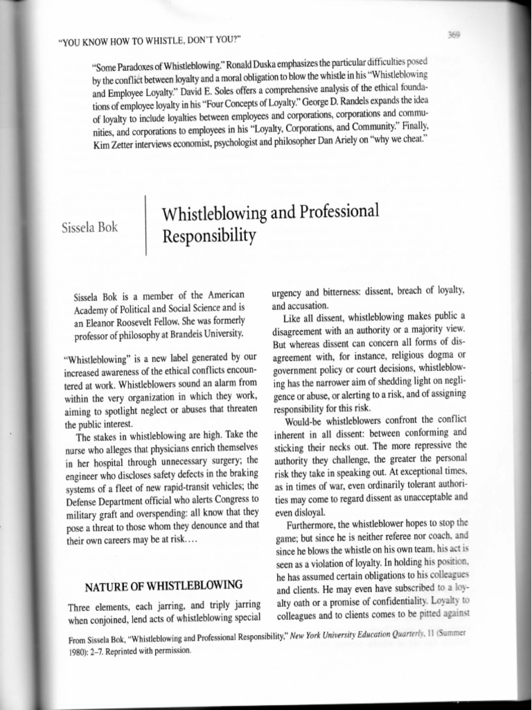 Bok - On Whistleblowing | PDF