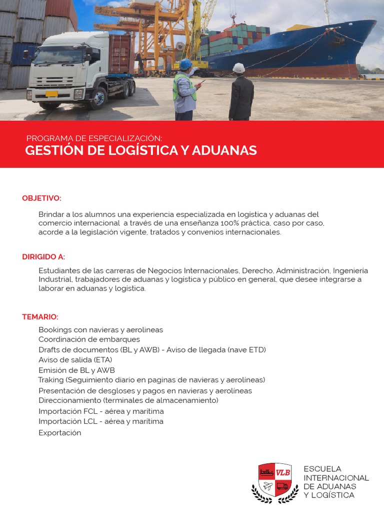 Brochure Gestión Logística y Aduanas | PDF | Relaciones internacionales ...