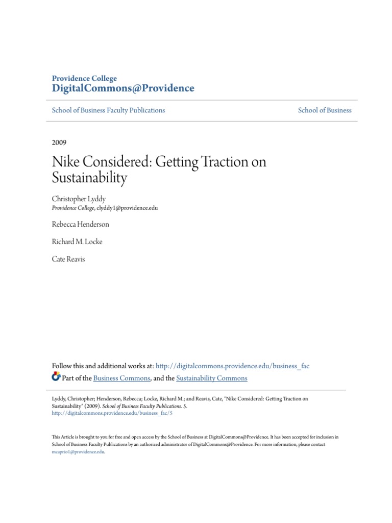 Nike Considered: Getting Traction On Sustainability: Digitalcommons ...