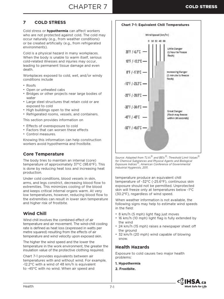 7 Cold Stress: Hypothermia Can Affect Workers Chart 7-1: Equivalent ...