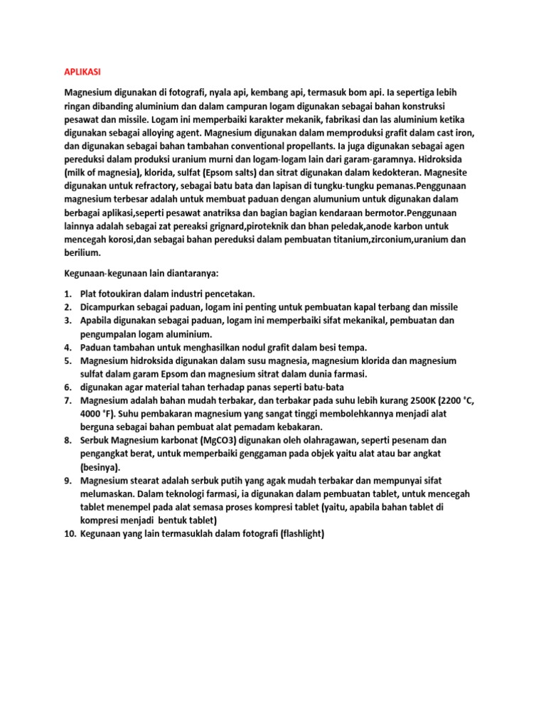 Kegunaan dan Sifat Mekanik Magnesium | PDF