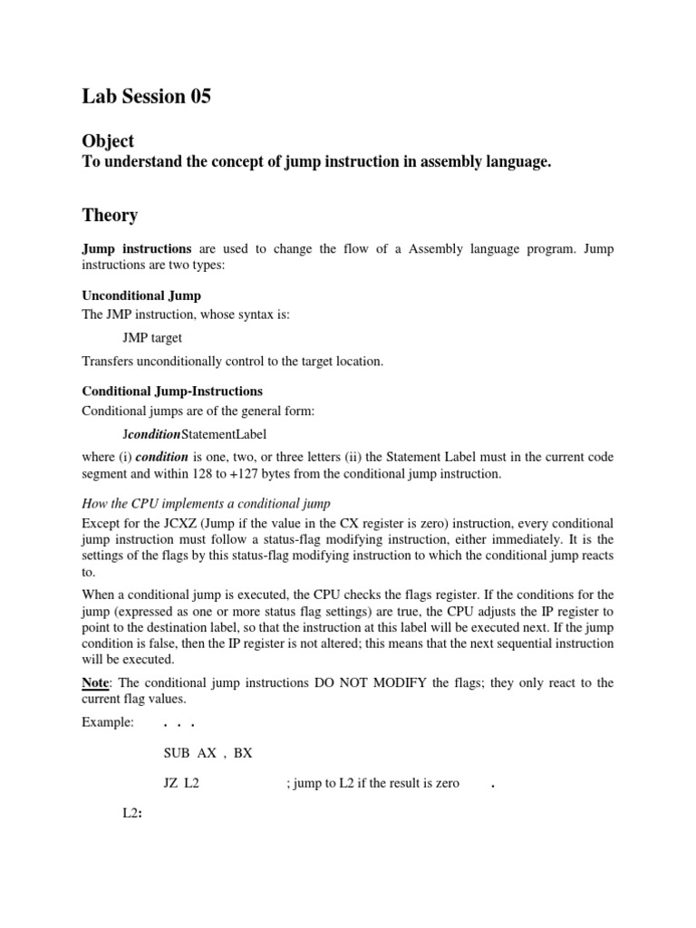 Lab Session 06 | PDF | Assembly Language | Computer Science