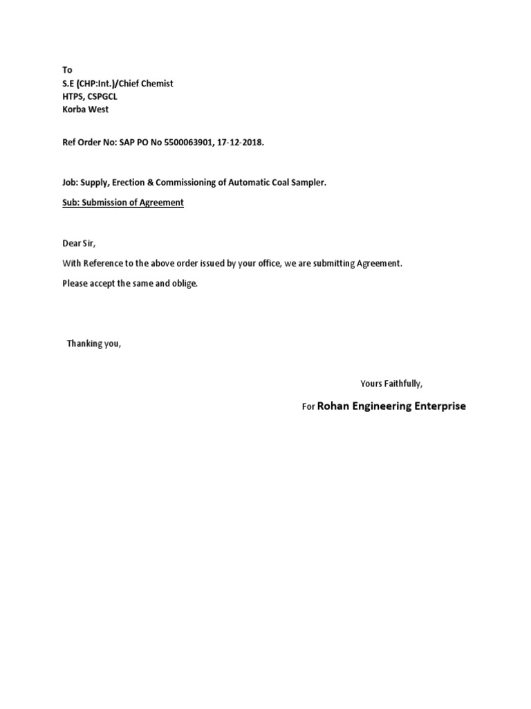 Forwarding Letter For Agreement | PDF