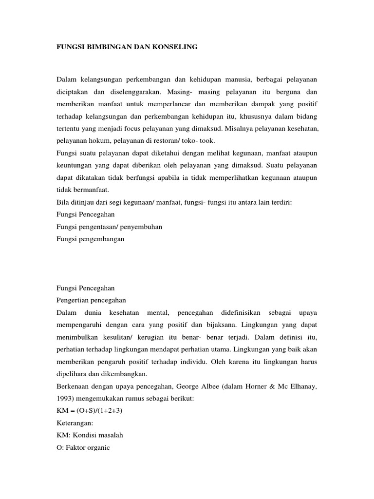 Fungsi Bimbingan Dan Konseling | PDF