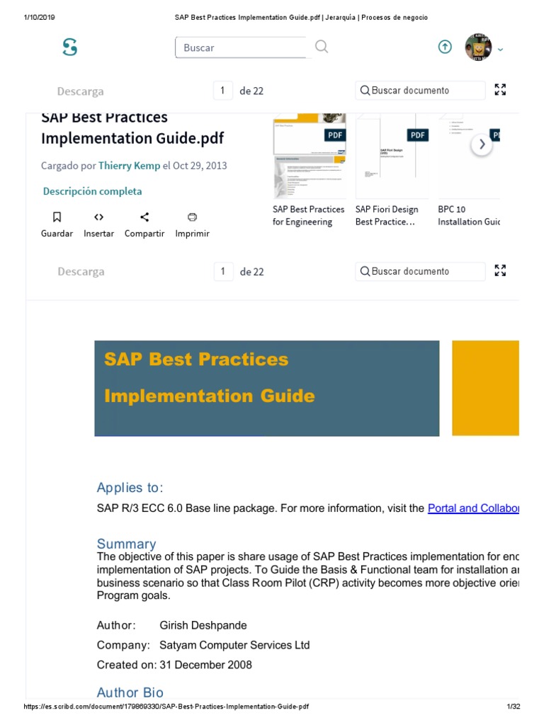 SAP Best Practices Implementation Guide - PDF - Jerarquía - Procesos de ...