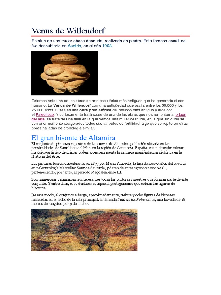 Venus de Willendorf | PDF | Escultura | Pinturas