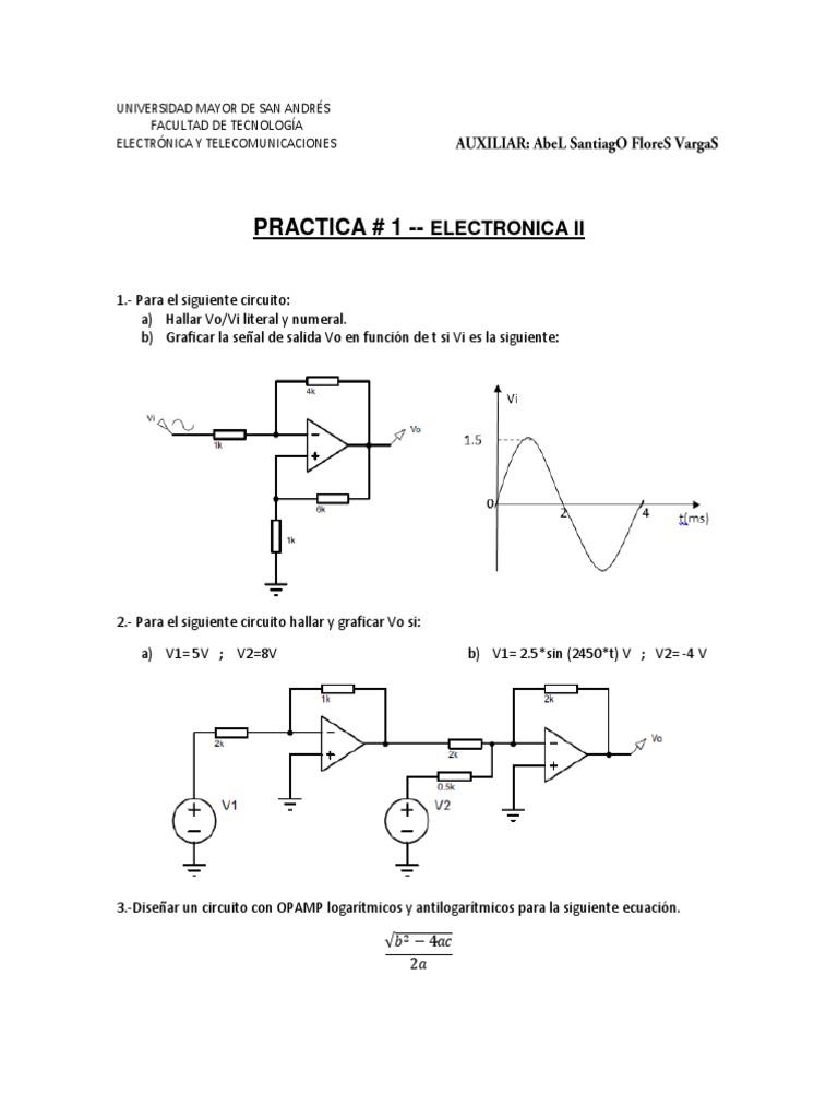 Practica de Electronica II | PDF | Circuitos análogos | Amplificador operacional