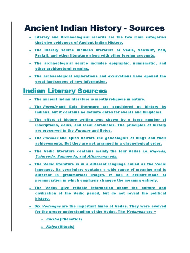 Ancient Indian History Sources | PDF | Sutra | Vedas