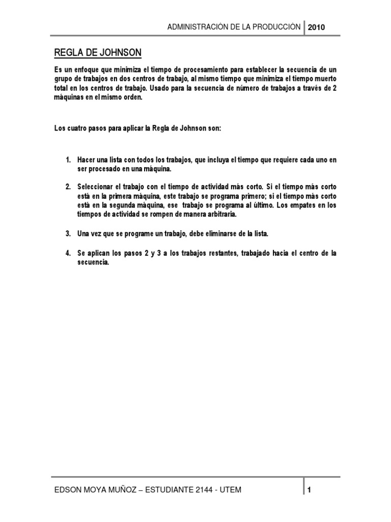 Regla de Johnson | PDF | Informática y tecnología de la información