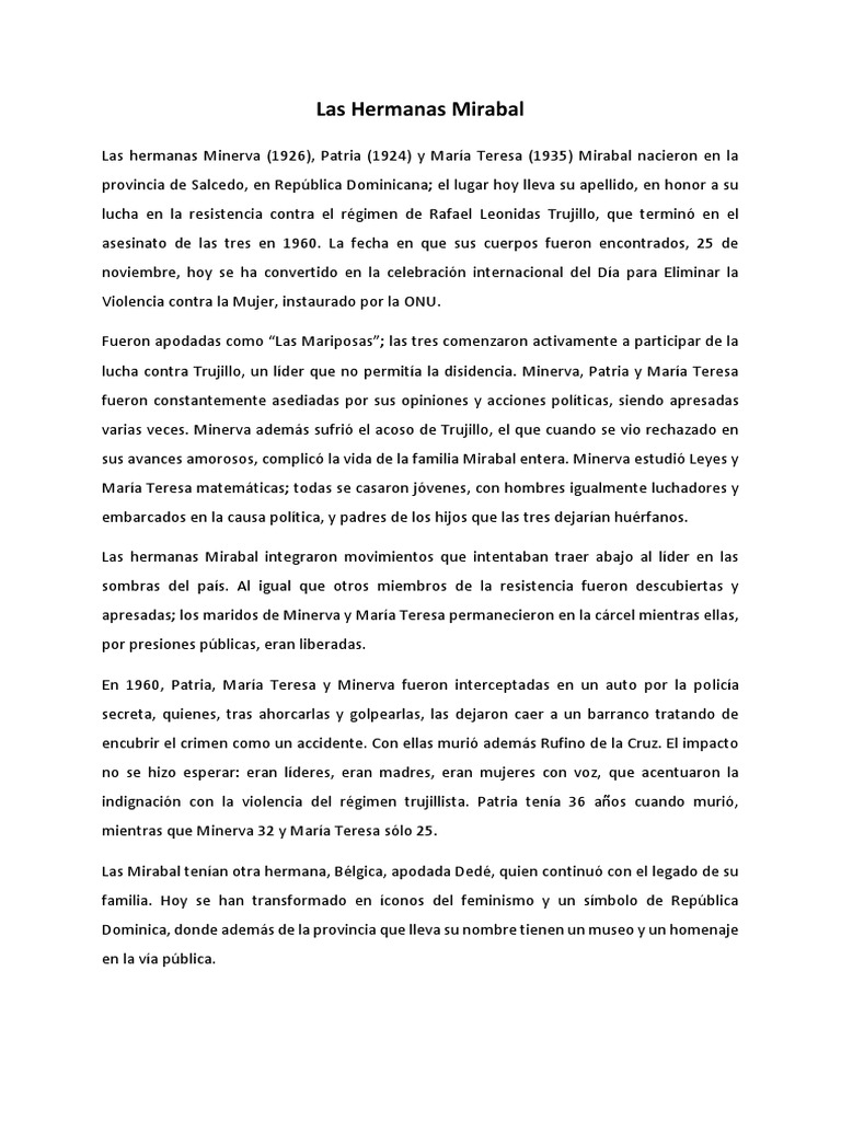 Las Hermanas Mirabal | PDF
