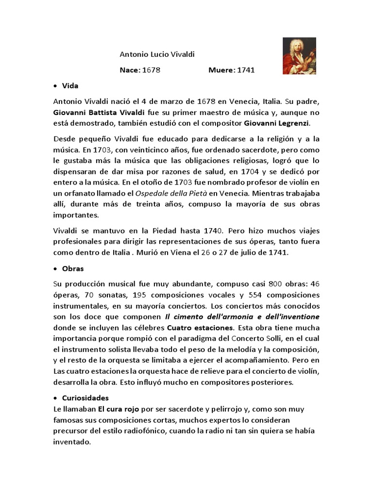 Antonio Lucio Vivaldi | PDF