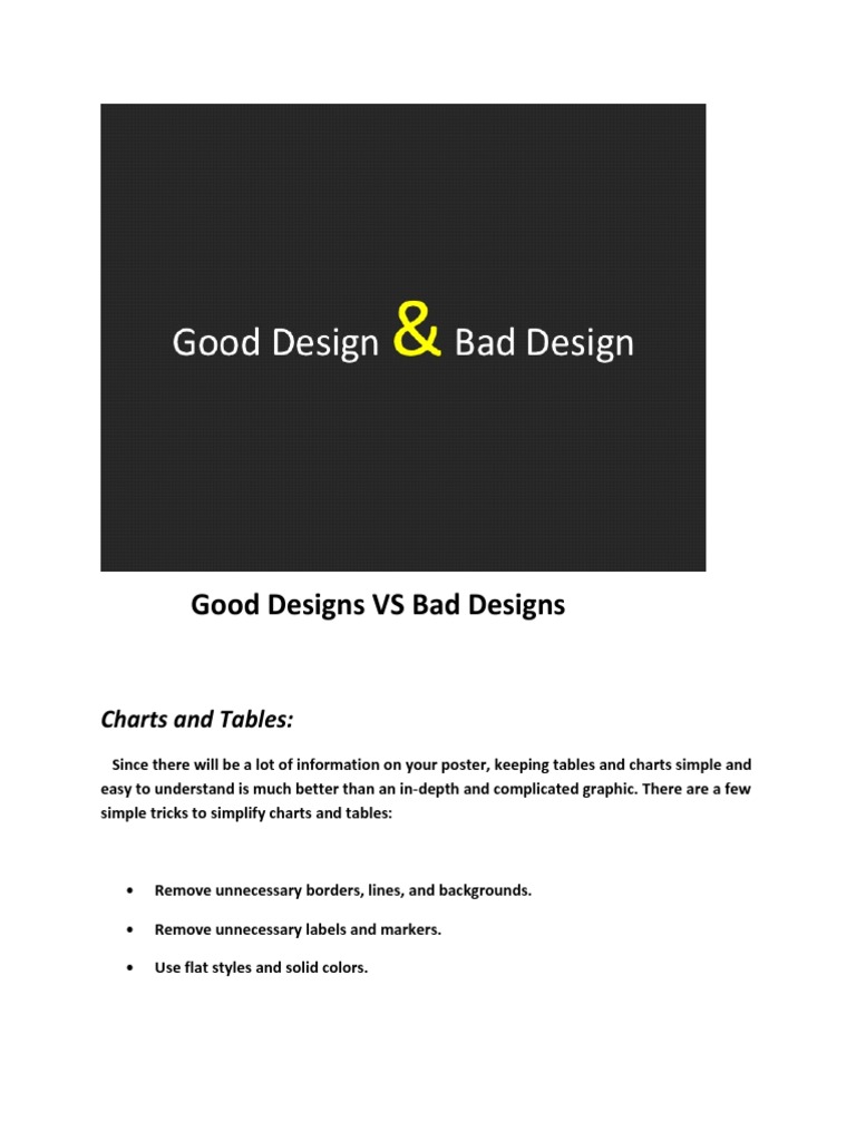 Good Designs VS Bad Designs: Charts and Tables | PDF