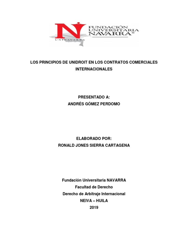 Los Principios de Unidroit en Los Contratos Comerciales Internacionales ...