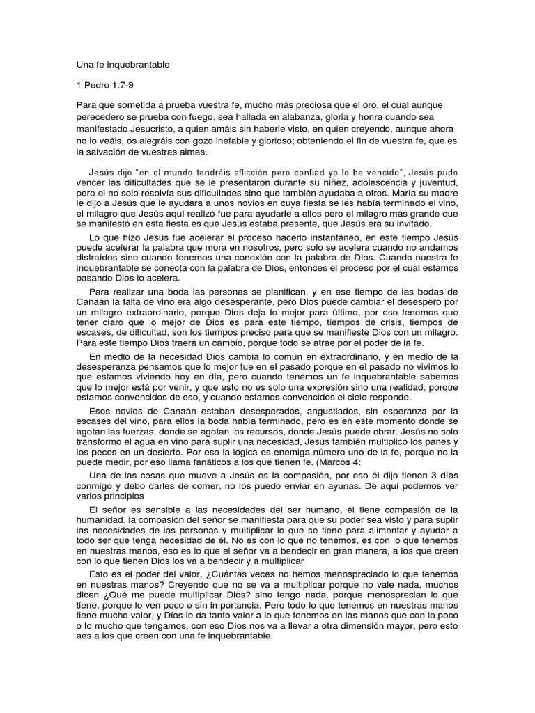 Una Fe Inquebrantable | PDF | Fe | Milagro