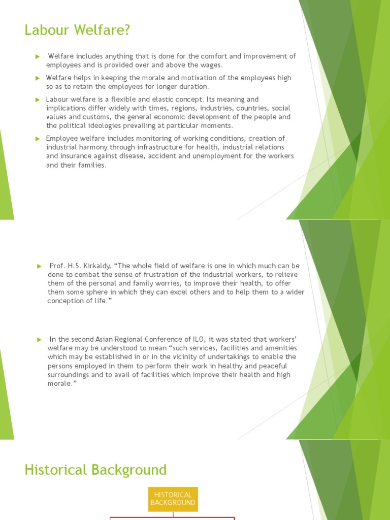 Labour Welfare: Historical Overview and Impact | PDF | Welfare | Employment