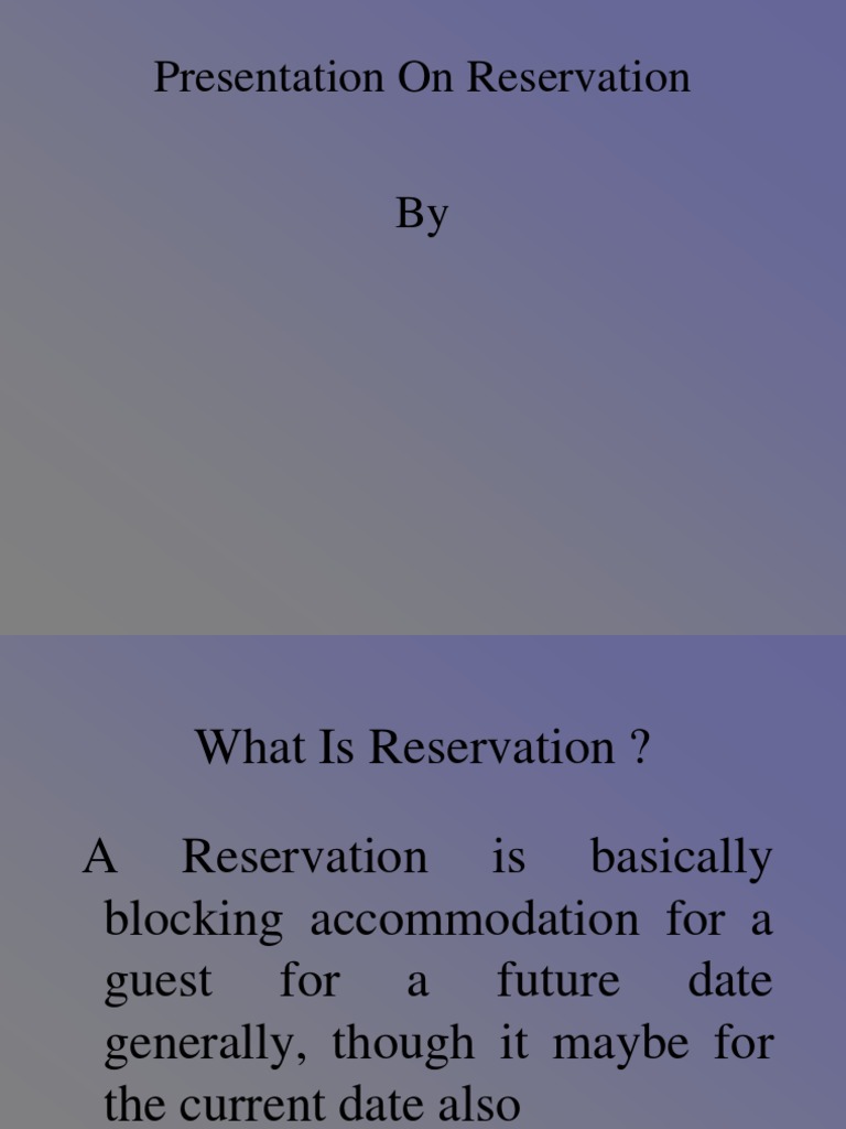 Reservation Importance | PDF | Business | Economies