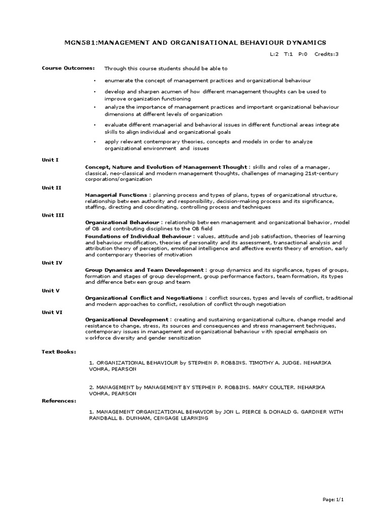 Management and Organisational Behaviour | PDF | Organizational Behavior ...