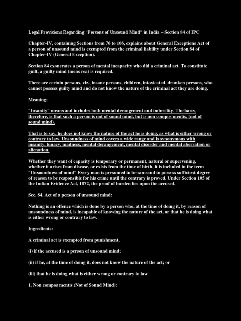 Section 84 Ipc | PDF | Insanity Defense | Mens Rea