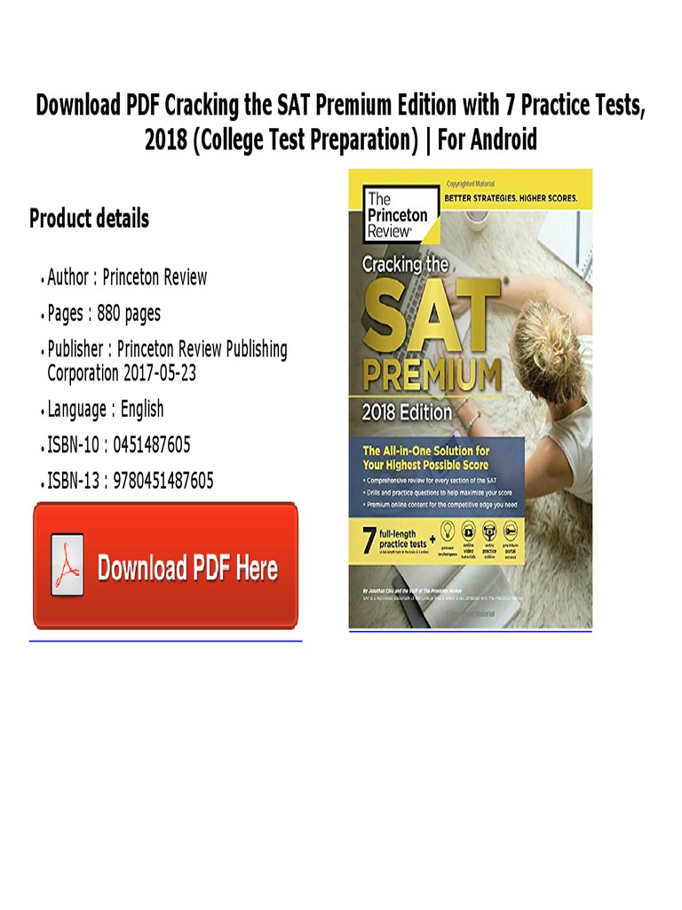 Cracking The SAT Premium Edition With 7 Practice | PDF | E Books | Book ...