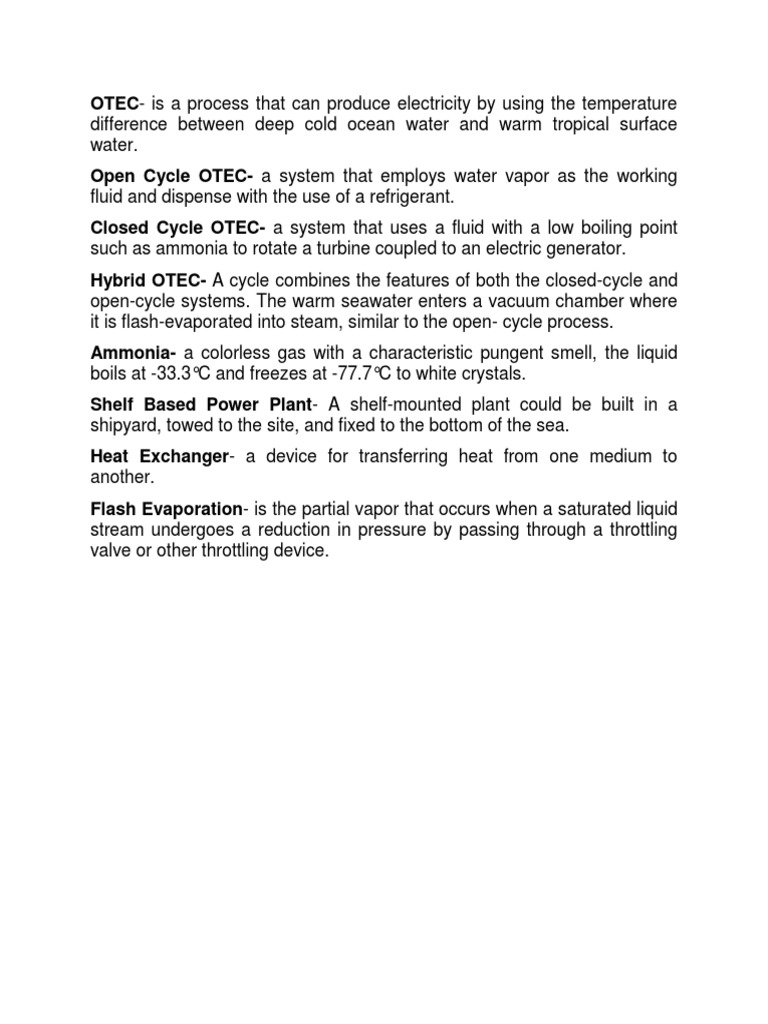 OTEC | PDF | Continuum Mechanics | Sustainable Technologies