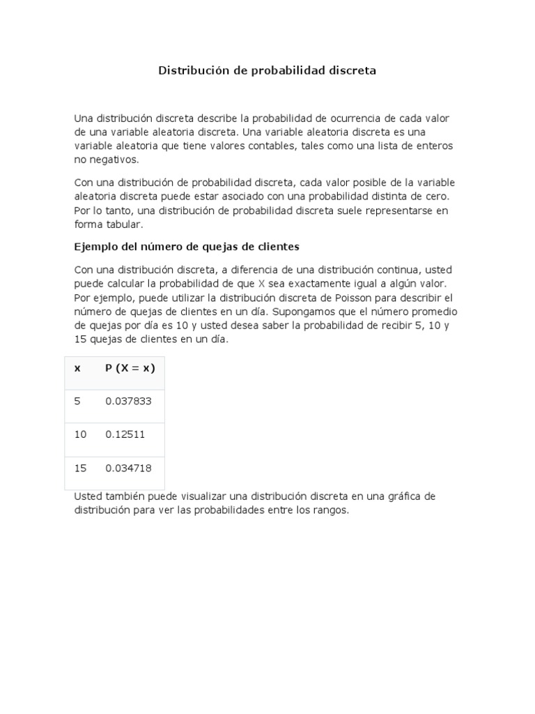 Distribución de probabilidad discreta y continua: conceptos ...