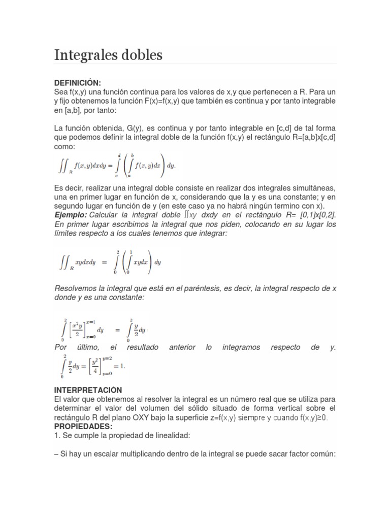 Definición de Integral Doble | PDF | Integral | Análisis