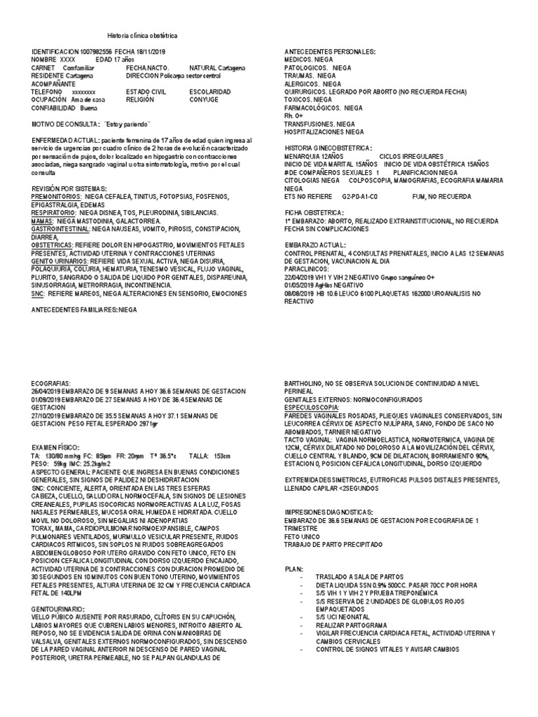 HC Marlon Del Toro | PDF | El embarazo | Parto