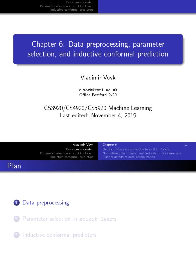 Chapter 6: Data Preprocessing, Parameter Selection, and Inductive Conformal Prediction | PDF ...