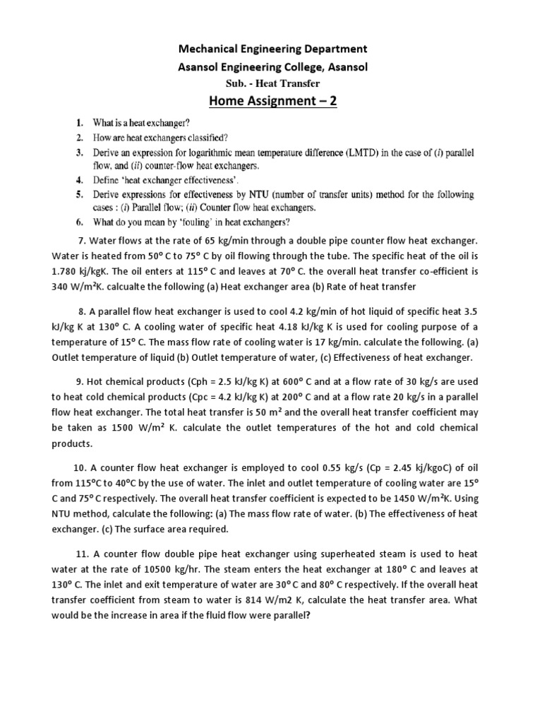 Home Assignment - 2: Mechanical Engineering Department Asansol Engineering College, Asansol | PDF