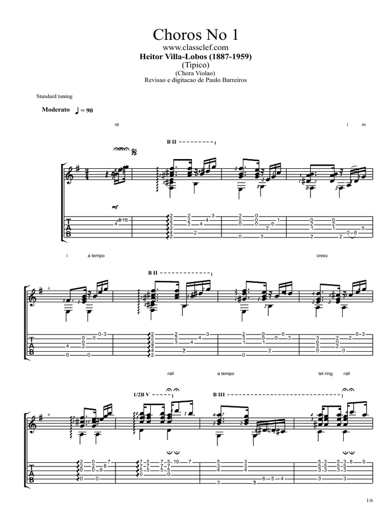 Choros No 1 by Villa-Lobos | PDF | Notation | Poetics