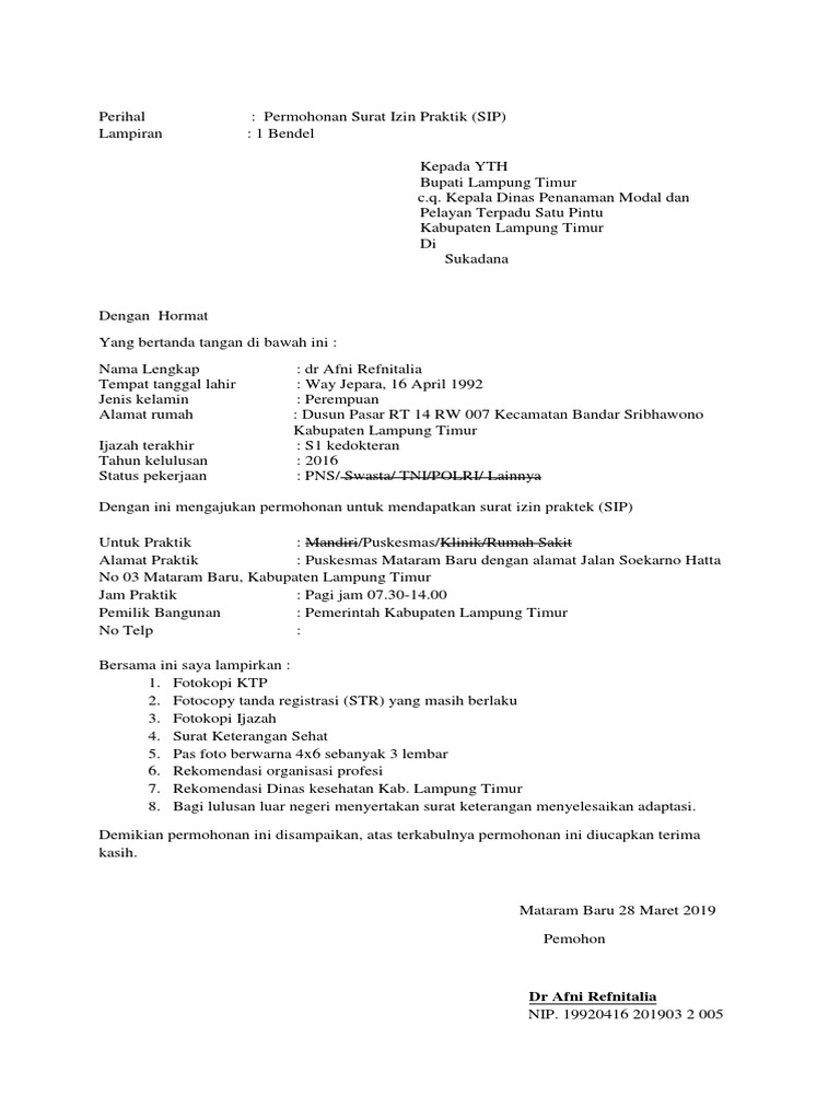 Perihal Permohonan Sip Di Penanaman Modal | PDF