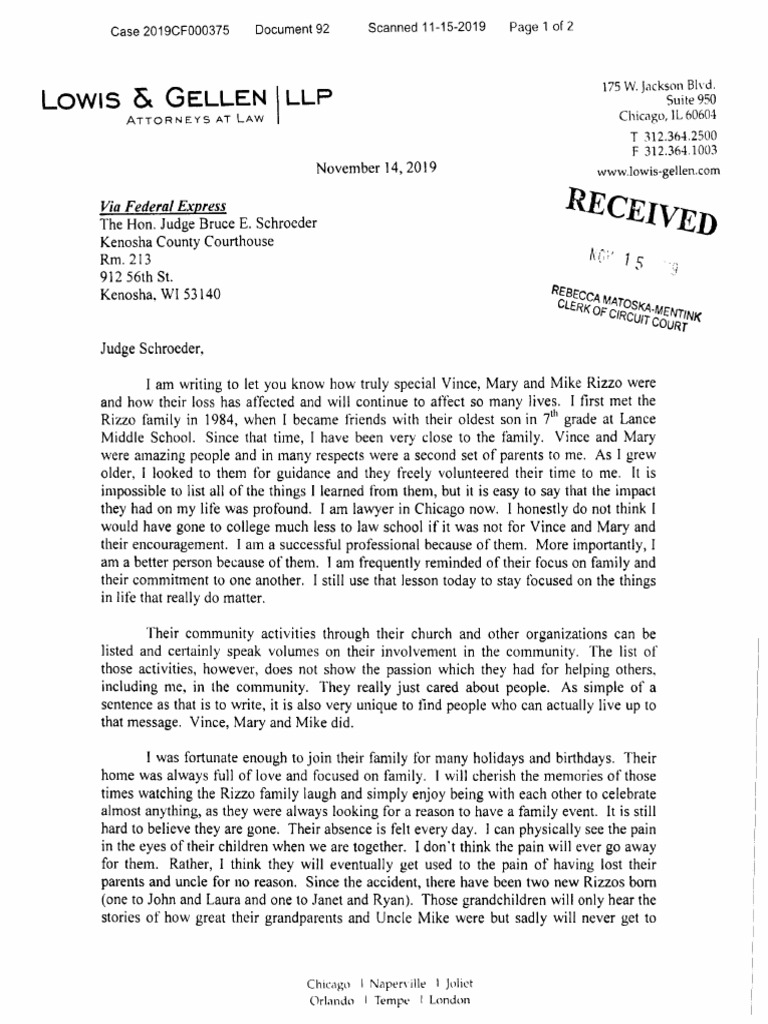 Rizzo Family Victim Impact Statements | PDF