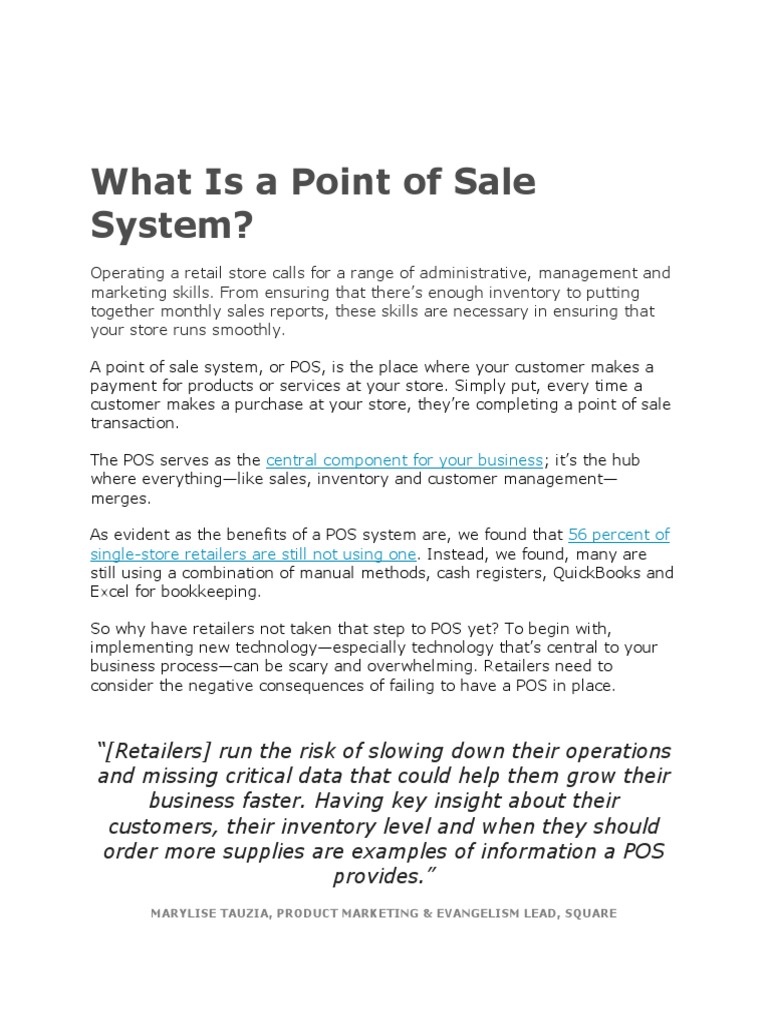 Understanding Point of Sale Systems | PDF | Point Of Sale | Retail