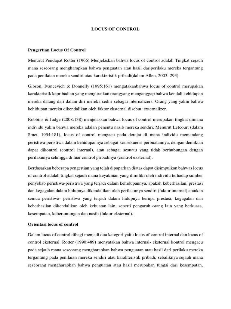 Locus of Control | PDF