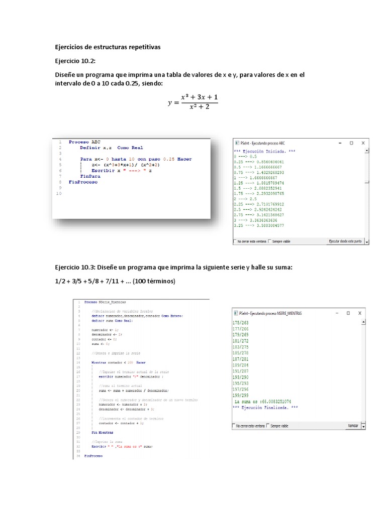 Ejercicios de Estructuras Repetitivas | PDF