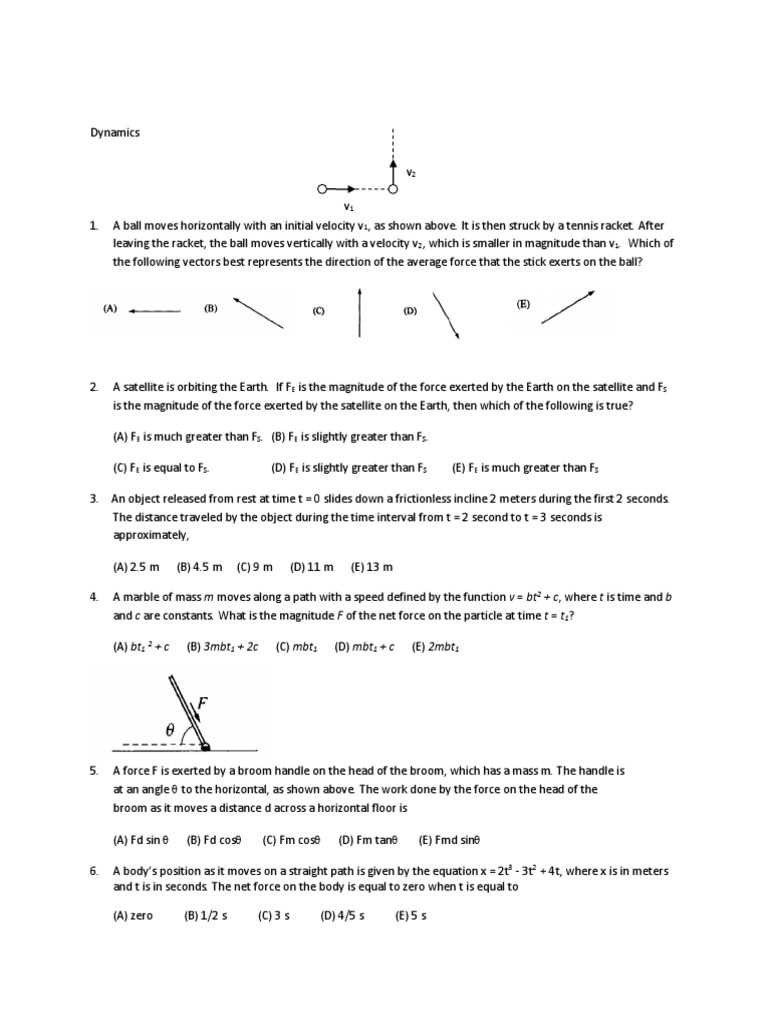Dynamics of Forces and Motion Problems | PDF | Tension (Physics) | Force