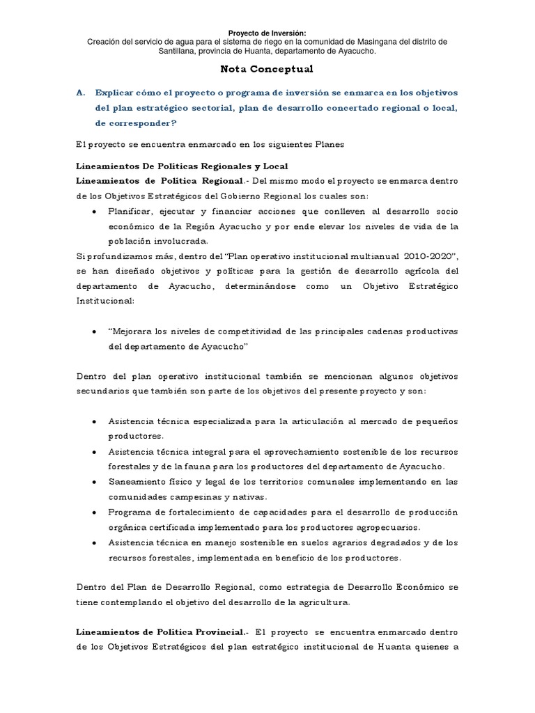 Nota Conceptual MASINGANA | PDF | Riego | Temblores