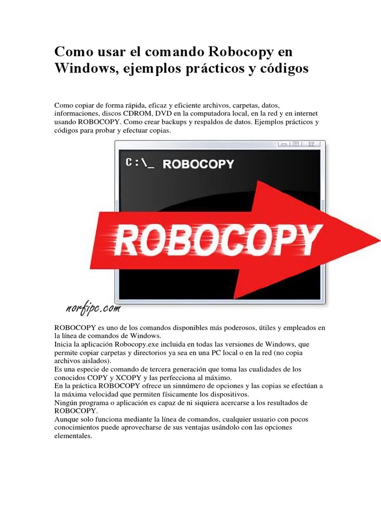 Robocopy Ejercicios | PDF | Archivo de computadora | Software del sistema