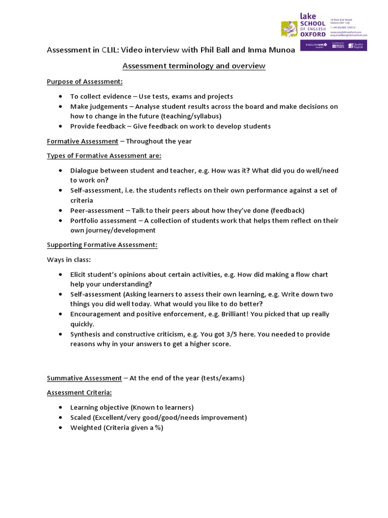 CLIL Assessment Strategies Explained | PDF | Educational Assessment ...
