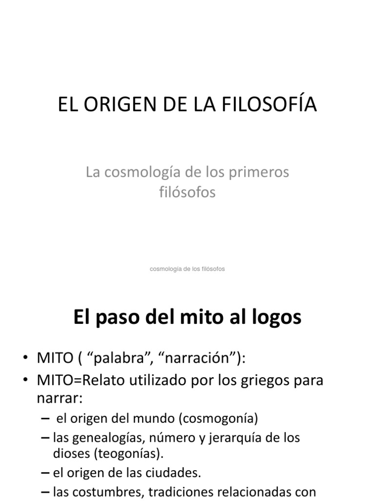 Del Mito al Logos: Origen Filosófico | PDF
