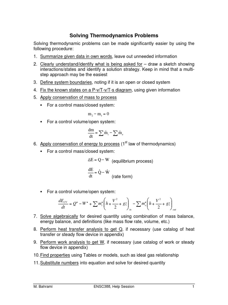 Solving Thermodynamics Problems PDF | PDF | Heat | Fluid Dynamics