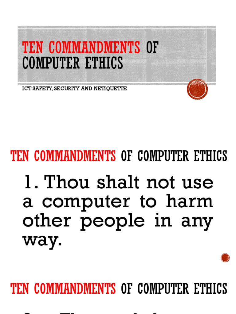 Ten Commandments: OF Computer Ethics | PDF